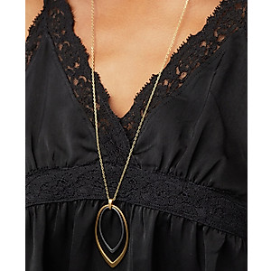 Lucky Brand Women's Two Tone Teardrop Pendant Necklace, Two Tone, One Size