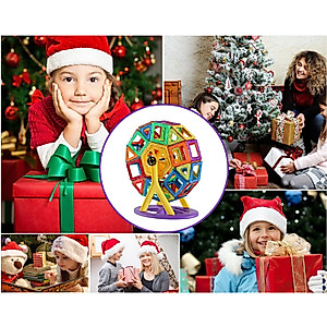 YUHYtop Large Magnetic Tiles, Upgrade 85pcs Magnetic Building Block, Strong Magnet, Magnetic Tiles for Boys & Girls Ferris Wheel Rocket Castle Building for Boys Girls Kids Toddlers