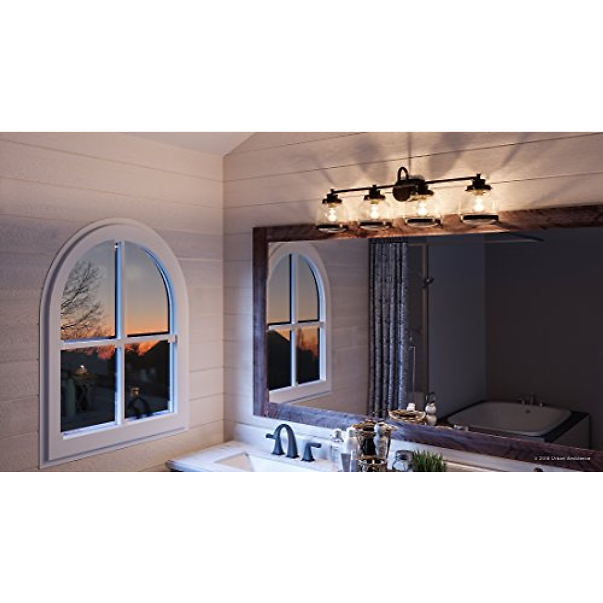 Urban Ambiance Luxury Industrial Chic Bathroom Vanity Light, Large Size: 11.25" H x 35.75" W, with Art Deco Style Elements, Olde Bronze Finish, UHP2541 from The Nottingham Collection