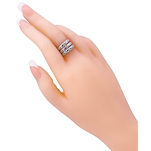 DEVATA Sterling Silver 925 Bali Hammered Triple 0.4" Band Ring DCM2411SS (Size 08)