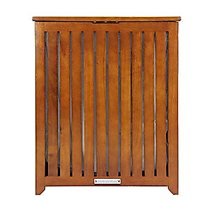 Oceanstar Solid Wood Spa Laundry Hamper 24.75 in high x 20 in Wide x 13.25 in deep, Brown