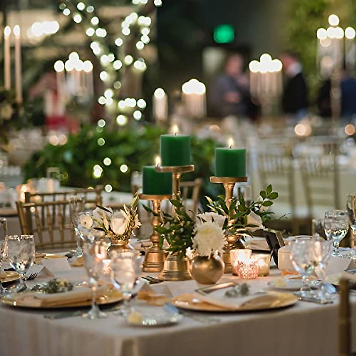 Amusaer 3x3 Inch Unscented Pillar Candles 6 Packs Green Dripless Smokeless Wax Cylinder Candles for Home, Party, Dinner Table 3x3 Inch (Pack of 6)