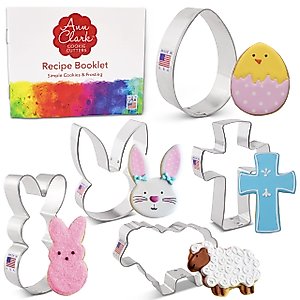 Easter Cookie Cutters 5-Pc. Set Made in USA by Ann Clark, Easter Egg, Easter Bunny, Bunny Face, Holy Cross, Lamb