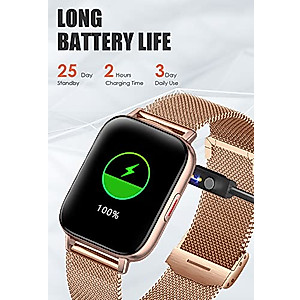 Smart Watch for Women with Bluetooth(Answer/Receive Call) 1.7" Fitness Trackers with Heart Rate Sleep Monitor Waterproof Step Counter Watch for iOS Android (Rose Gold)