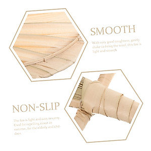 Outanaya Manual Handmade Fan Lightweight Palm Leaf Summer Accessory Handheld Old Fashioned Straw Fan for Wedding