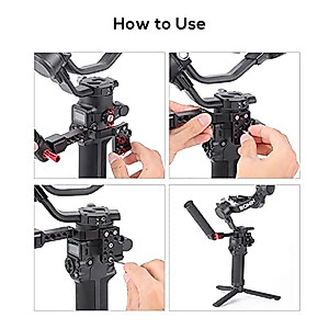 Gimbal Adjustable Handle Grip for DJI Ronin S/SC/RSC2, Stabilizer Handgrip Extension Bracket with Cold Shoe Mount 1/4 3/8 Threaded Holes for Video Light, Microphone, Monitor