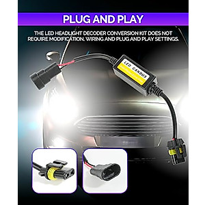 RACOONA LED Headlight Decoder, H13/9008 H1/H3 H11/H8/H9 9006/HB4/9012 Warning Error Decoder Canceller Capacitors Resistor,Car Accessories Anti Flicker Harness for LED Headlight Systems (9006/HB4/9012)