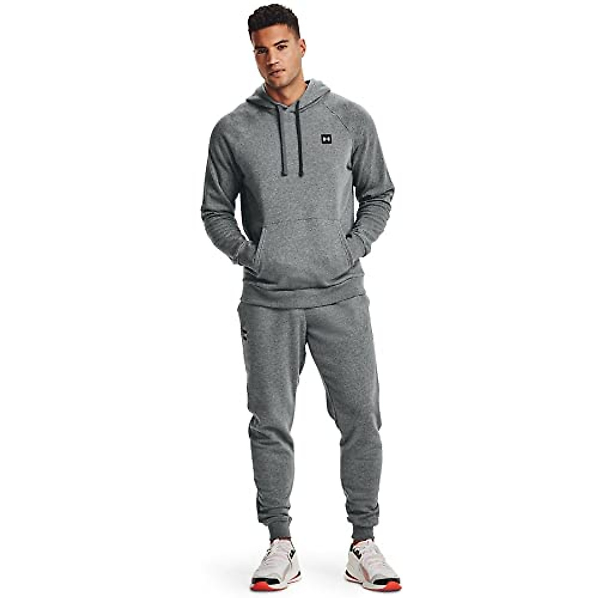 Under Armour mens Rival Fleece Joggers , Pitch Gray Light Heather (012)/Onyx White , Large