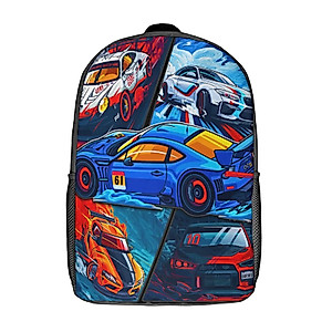 Race Car Backpack Casual Backpack Fashion Laptop Backpack Travel Hiking Camping Backpack For Teen Girls Boys