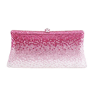 Evevictor Clutch Purse, Small Size Evening Handbag, Rhinestone Money Bag for Cocktail Prom Party Wedding Date (Hot Pink)