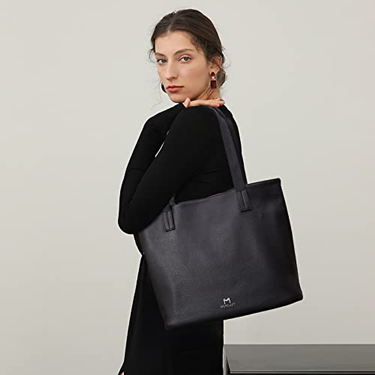 MORELLET Black Tote Bag for Women, Mother's Day Gift Reversible Tote Handbags with Purses Organizer Insert Satchel Bag