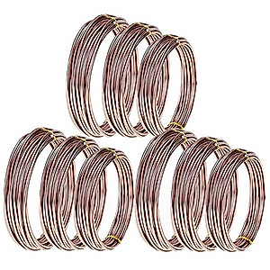 Pumbaa 5rolls 147 Feet Total Anodized Aluminum Tree Bonsai Training Wire Set Flexible Holding Branch Plants Beginner Garden Artists - Bronze