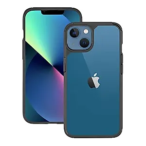 OUTERFACTOR Clear iPhone 13 Phone Case Protective Cover - Shockproof & Drop Tested - Slim Profile - Max Impact Absorption - Rugged Military Grade - Phone 13 case 6.1" Black Edges