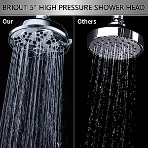 Briout Dual Shower Head 10 Settings - High Pressure Shower Head with Handheld Combo Set - Enjoy Powerful Double Showerhead Spray Separately or Together, Chrome