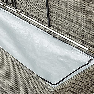 Festnight Patio Storage Box Deck Box for Patio Furniture, Outdoor Cushions, Garden Tools and Pool Toys Poly Rattan 78.7"x19.6"x23.6" Gray