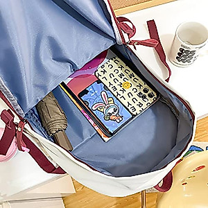 Women College Backpack Multipocket Nylon Waterproof Rucksack Portable Summer Travel Bag Large Capacity Casual Daypack,Purple,45 * 32cm