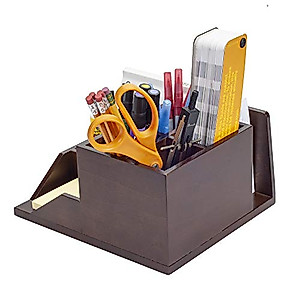 MobileVision Wood Multi-Function Desktop Organizer; Store Stationary Items Like notepads, File folders, paperclips, Business Cards, pens, More