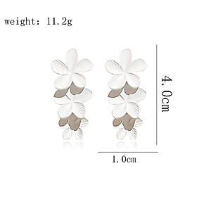 MIGUO STORE Bohemian Style Unique Baking Varnish Three-dimensional Flower Earrings Chic Seaside Holiday Drop Dangle Earrings For Women (WHITE Three-dimensional Flower Earrings)