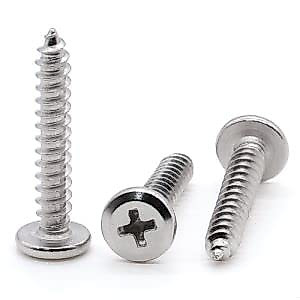 Glvaner M4 x 16mm (100 pcs) Stainless Steel Flat Round Head Phillips Drive Self Tapping Screws, 304 Stainless Steel 18-8, Sheet Metal Screws, Wood Screws