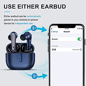 layajia Wireless Earbuds, Bluetooth 5.1 Air Mics Built-in Noise Cancelling, IPX7 Waterproof, Touch Control, USB-C Fast Charge, Deep Bass, in-Ear Headphones, 20H Playtime for iPhone/Android