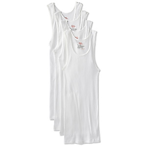 Hanes Men's 4-Pack FreshIQ Tanks, White, Medium