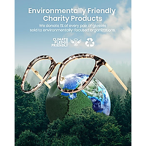 Cyxus Blue Light Blocking Leopard Fashion Lightweight Tr90 Computer Glasses For Women Anti Eye Strain And Glare Uv Blocking Filter Cute Round Metal Frames Eyewear