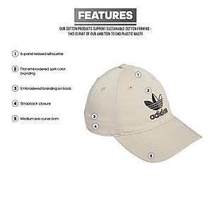 adidas Originals Men's Originals Relaxed Split Trefoil Strapback, White, One Size