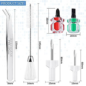 6 Pieces Sewing Machine Cleaning Kit Includes Tweezers Double Headed Lint Brush 4 Pieces Short Screwdriver, Flathead Cross Head Screwdrivers Mini Portable Screwdriver for Repair Machine Sewing Tools