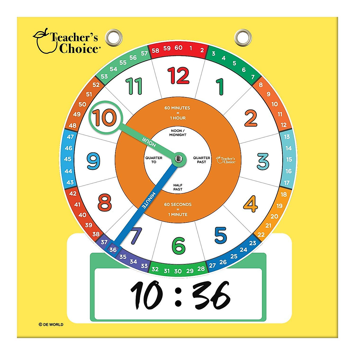 Teacher's Choice Dry Erase Educational Teaching Clock | Large Demonstration Teaching Time Clock with Erasable Writing Surface