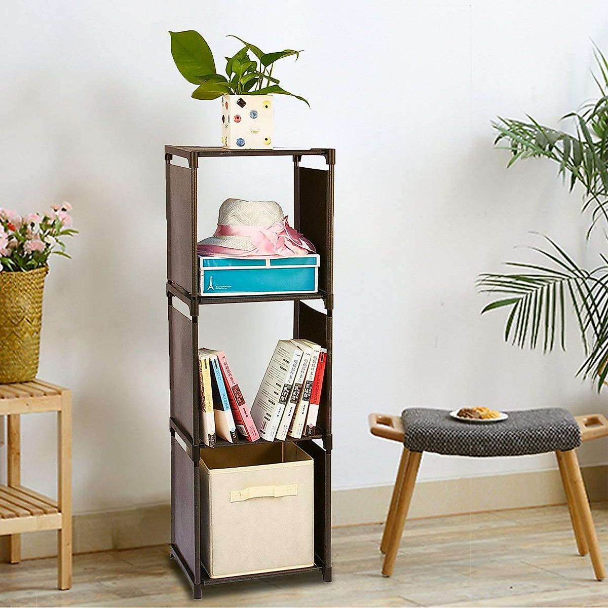 Wishwill Cube Storage Organizer, 3 Cube Storage Organizer Shelf,DIY Storage Book Shelf Toy Shelf Modular Bookcase Closet Cabinet in Living Room,Children's Room, Bedroom(Black)