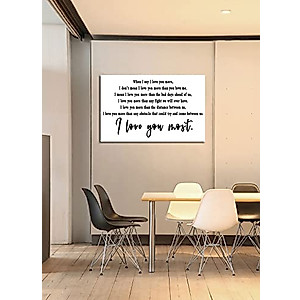 NLKTIYC I Love You More Wall Art,When I say I Love You More Canvas Print,I Love You Most Decor,Black and White Master Bedroom Picture,Over The Bed Typography Sign,Living Room Decal,Frame Easy to Hang