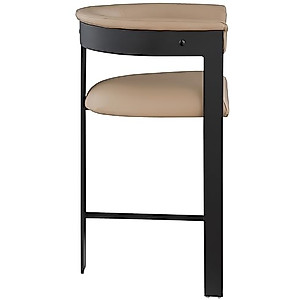 Meridian Furniture 414Tan-C Romeo Collection Modern | Contemporary Counter Stool with Soft Tan Vegan Leather, Matte Black Metal Frame, 22.5" W x 20" D x 35.5" H, Tan, Set of 2