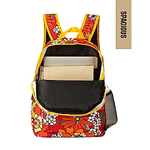 Dickies Backpack Classic Logo Water Resistant Casual Daypack for Travel Fits 15.6 Inch Notebook (Orange Flower)