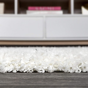 JONATHAN Y MCR102B-8 Mercer Shag Plush Tassel Moroccan Tribal Trellis Geometric Indoor Area-Rug Bohemian Contemporary Easy-Cleaning Bedroom Kitchen Living Room, 8 X 10, Cream/Grey