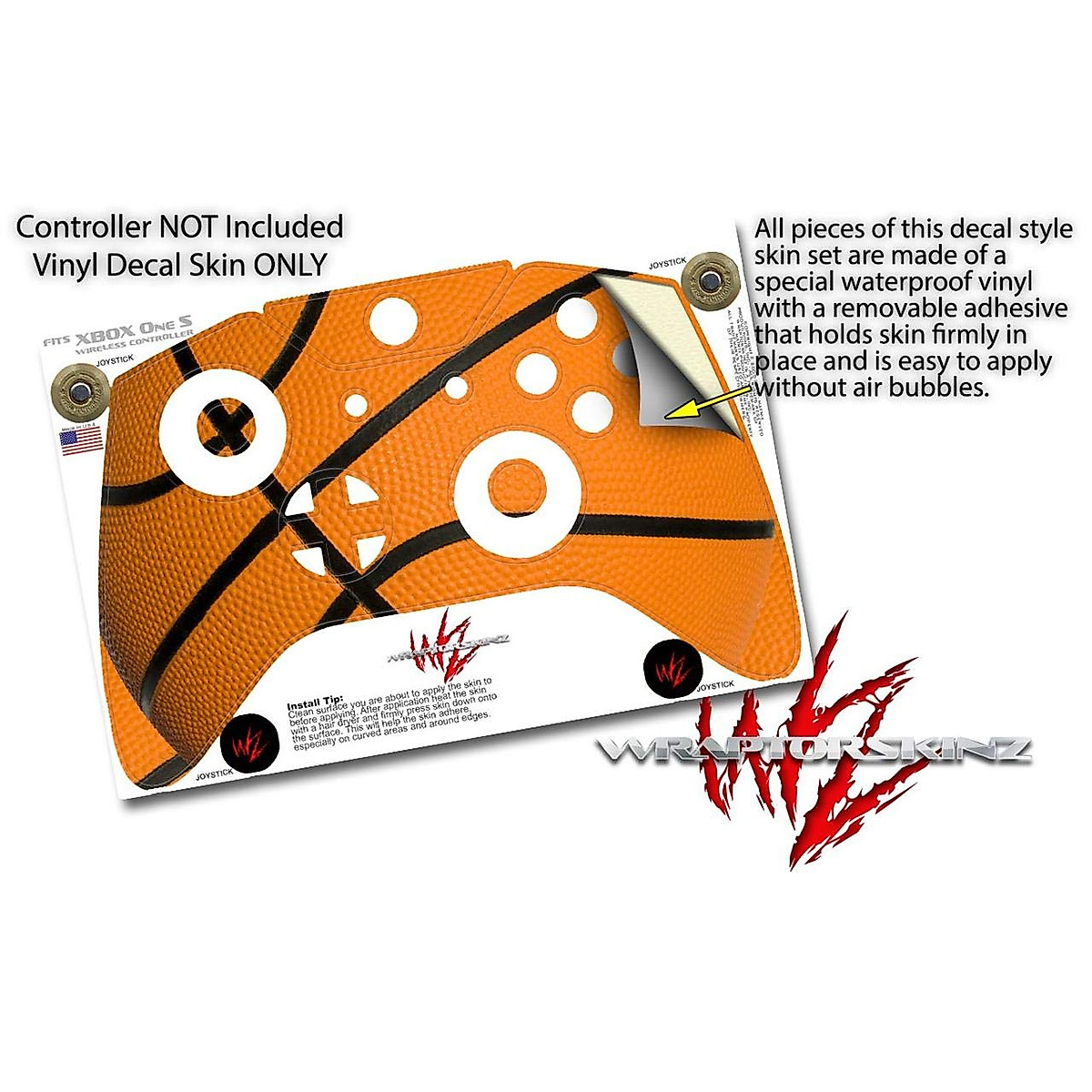 WraptorSkinz Decal Vinyl Skin Wrap compatible with XBOX One S/X Controller - Basketball (CONTROLLER NOT INCLUDED)