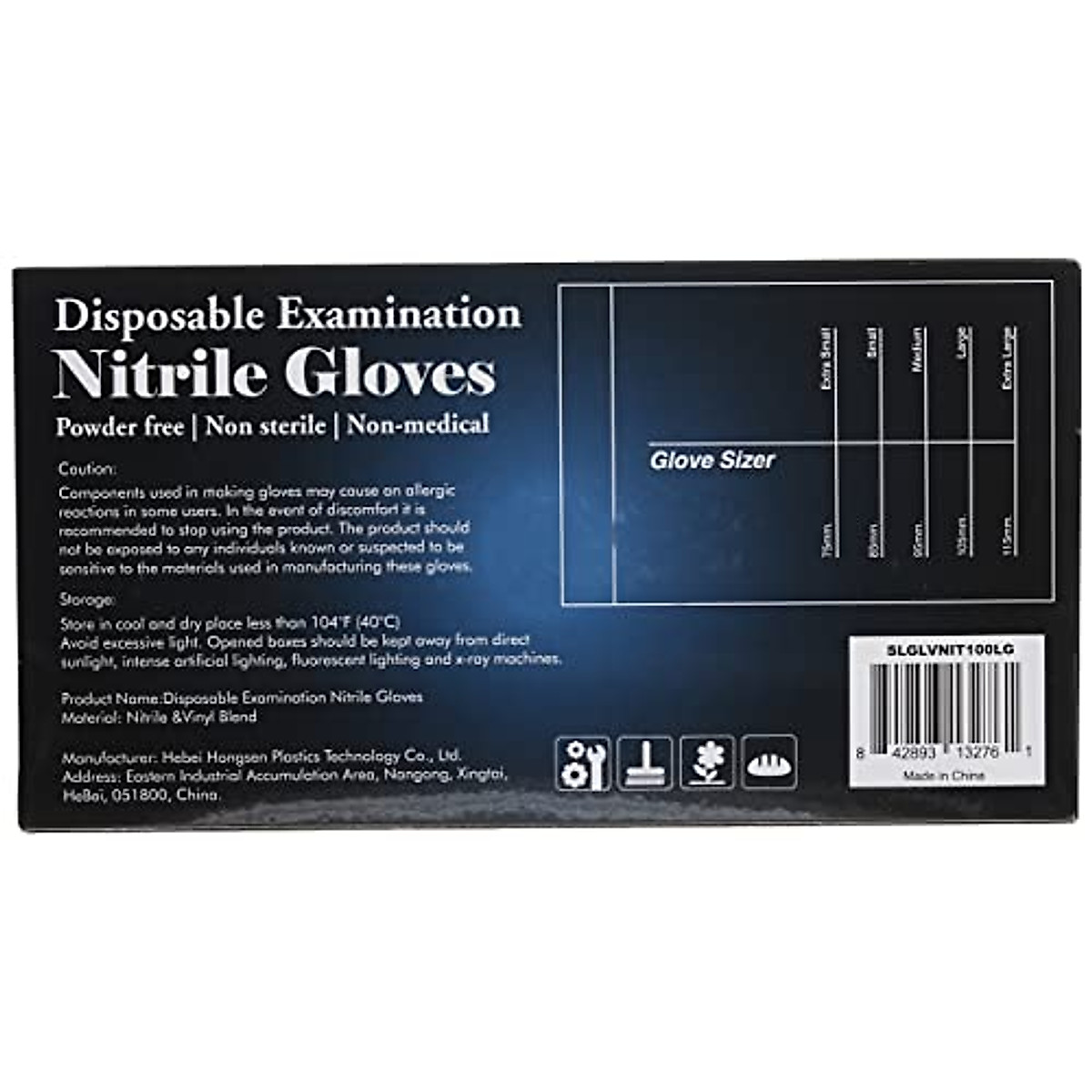 SereneLife Large Size Nitrile Disposable Latex & Powder Free Gloves - Great for Kitchens, Food Handling & Cleaning Supplies - Soft & Comfortable fit - Vinyl & Nitrile blend - 100 Pack