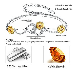 Cuoka Sunflower Bracelet 925 Sterling Silver Sunflower Jewelry For Women Girlfriend with Box