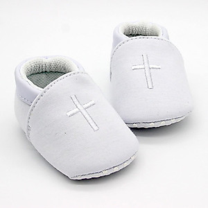 Baby Boys Soft Cross Baptism Christening Shoes Premium Sole Infant/Toddler Sneaker, 6-12 Months White-a