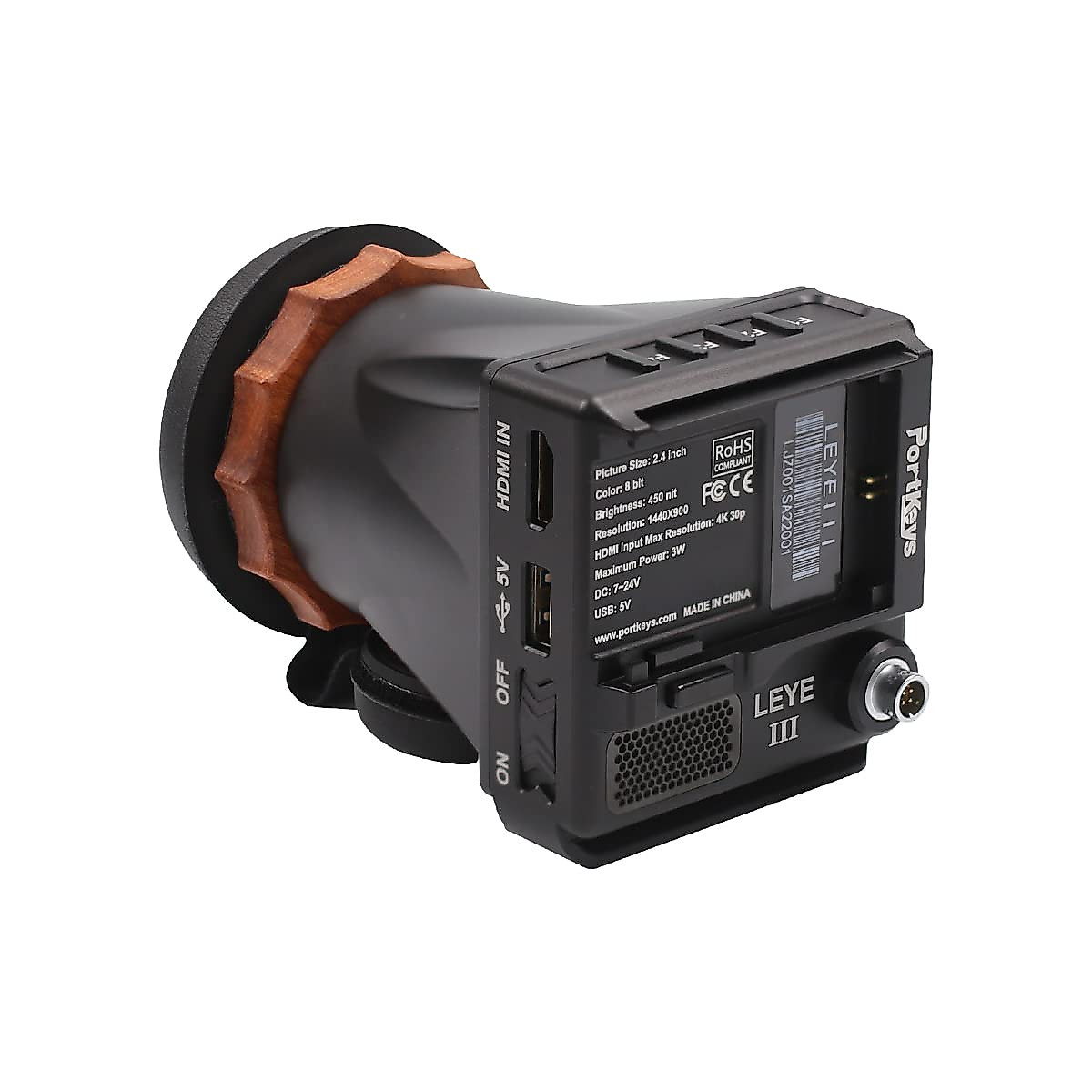 Portkeys LEYE III 4K HDMI Electronic Viewfinder 2.4 Inch LCD Monitor [Adjustable +8D~-3D]