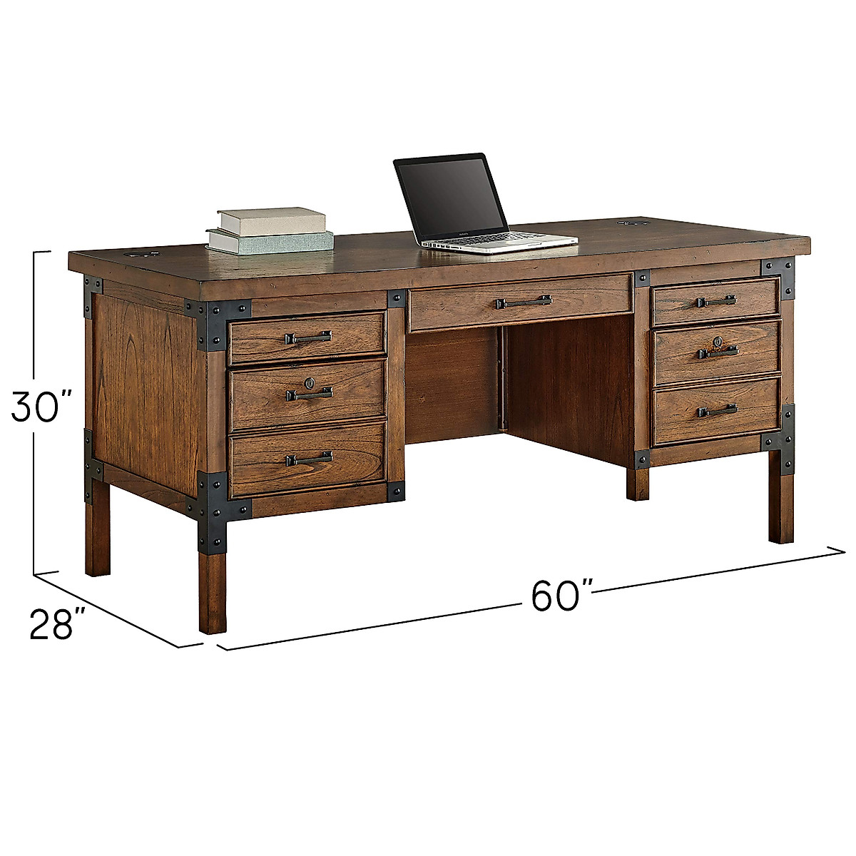 Martin Furniture HALF PEDESTAL DESK, Brown