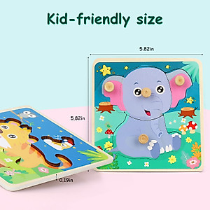 Toy Life Wooden Puzzles for Toddlers 1-3, 6 Animals Toddler Puzzles 1-3, Puzzles for Toddlers 2-4, Wood Puzzles Montessori Toys for 1 2 Year Old, Baby Puzzles 12-18, Kids Learning Toy Xmas Gifts