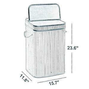 Sophia & William Laundry Hamper with Lid, 72L Bamboo Laundry Basket with Removable Liner, Collapsible Storage Dirty Clothes Basket with Handles for Laundry Bedroom, Dark Brown