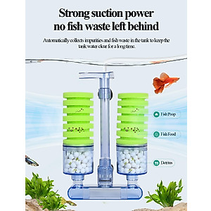 UPETTOOLS Aquarium Biochemical Sponge Filter, Ultra Quite Aquarium Air Pump Double Head Bio Sponge Fish Tank Foam Filter