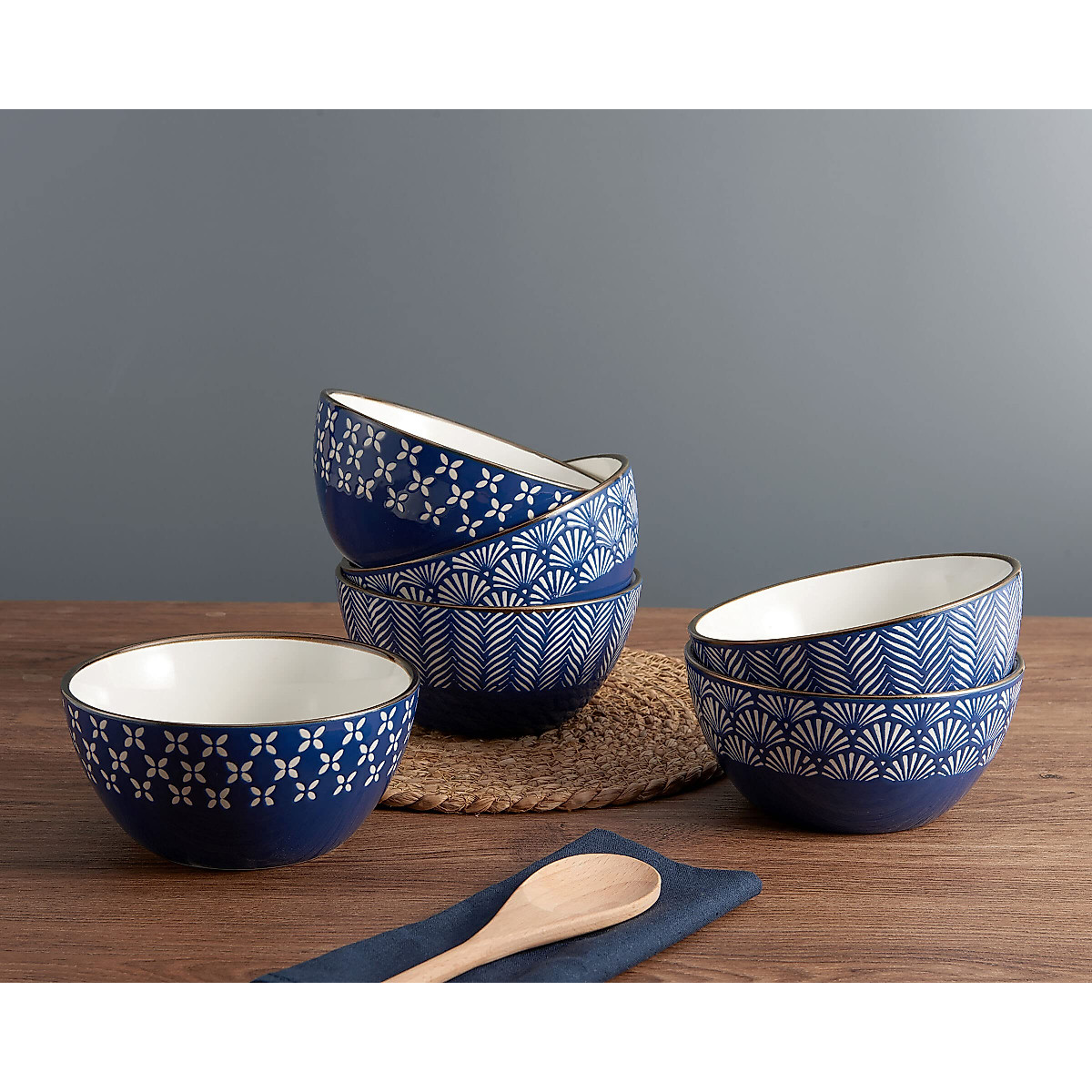 Pfaltzgraff Soup Ceral Bowls, Set Of 6, 25-Ounce, Navy