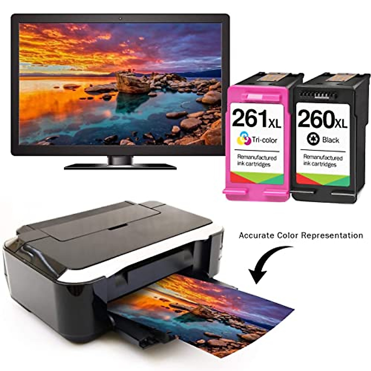 Limeink Remanufactured Ink Cartridges Replacement for Canon 260 and 261 Ink Cartridges 260XL 261 XL for Canon TS6420 Ink Cartridges for Canon TS6400 Ink Cartridges PG-260 Pixma TS5320 TS5300 2pk