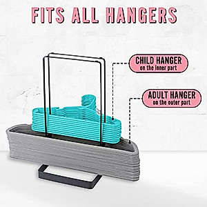 2 Pack Hanger Organizer Stacker Holds 200 Wire Clothes Hanger Holder with Rubber Stub, Sturdy Steel Hanger Storage Rack for Adult and Child, Hangers Organizer Caddy for Tidier Laundry Room Closet
