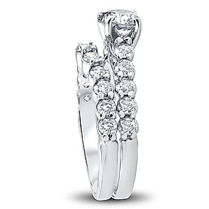 2ct Diamond Engagement Wedding Ring Set 14k White Gold - Size 5