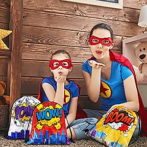 18 Pcs Hero Party Favors Bags Comic Heroes Drawstring Bag Backpacks Goodie Candy Gift Bags for Kids Girls Boys Birthday Party Supplies Decorations, 9.8 x 11.8 Inch