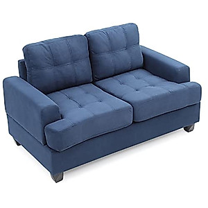 Glory Furniture Upholstered Love Seat, Navy Blue Suede