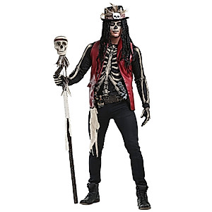 Fun Costumes Men's Plus Size Voodoo Doctor, Skeleton Witch Halloween Outfit, Macabre Underworld Suit 5X Black